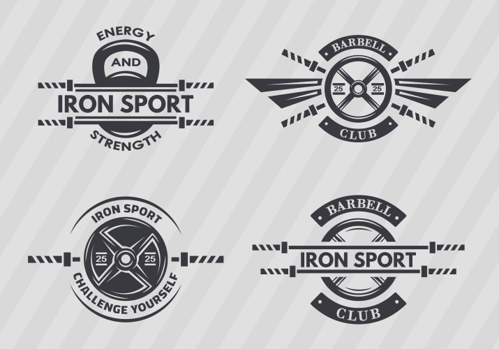 Hard work bodybuilding emblem logo Royalty Free Vector Image