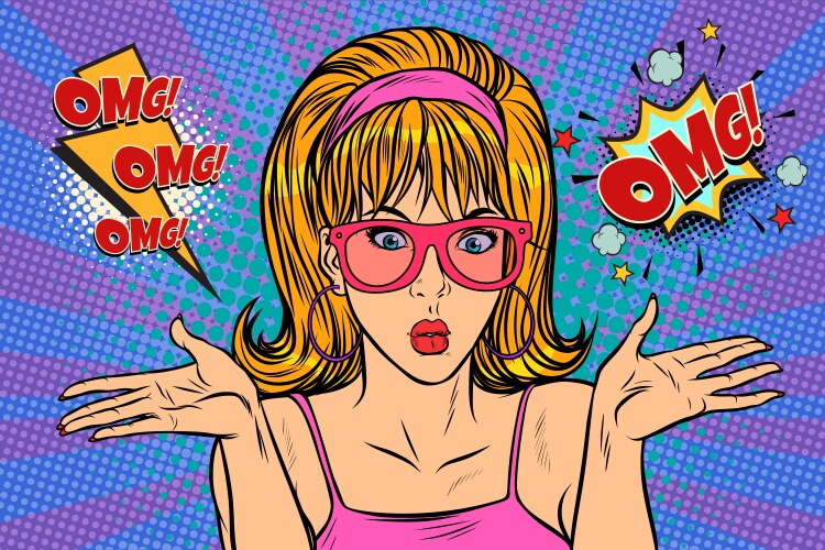 Surprised Omg Shocked Woman Royalty Free Vector Image