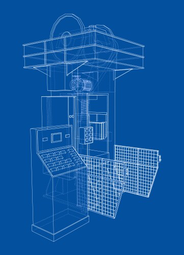 Hydraulic press blueprints Royalty Free Vector Image