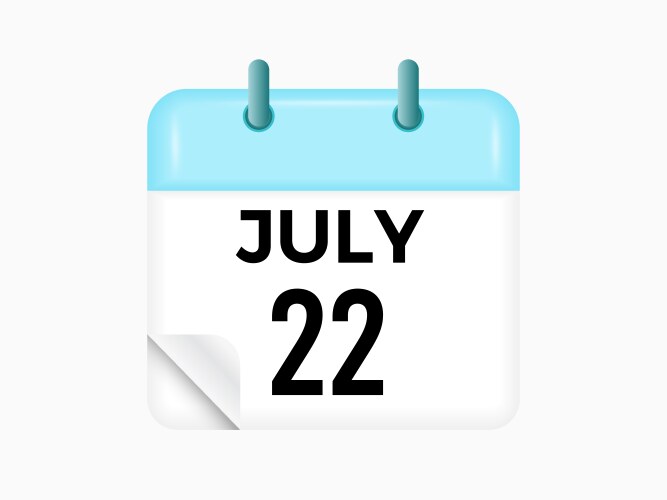 July 22 - calendar and time planner daily Vector Image