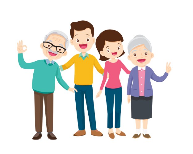 Big happy multi-generational family siblings Vector Image