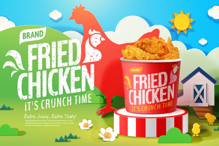 Fried chicken pieces Royalty Free Vector Image