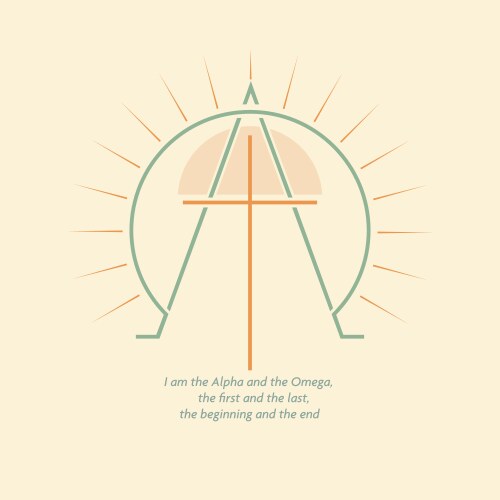 Cross of jesus symbols alpha and omega Royalty Free Vector