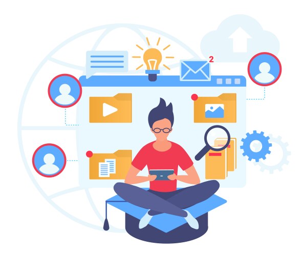 Distance learning concept Royalty Free Vector Image