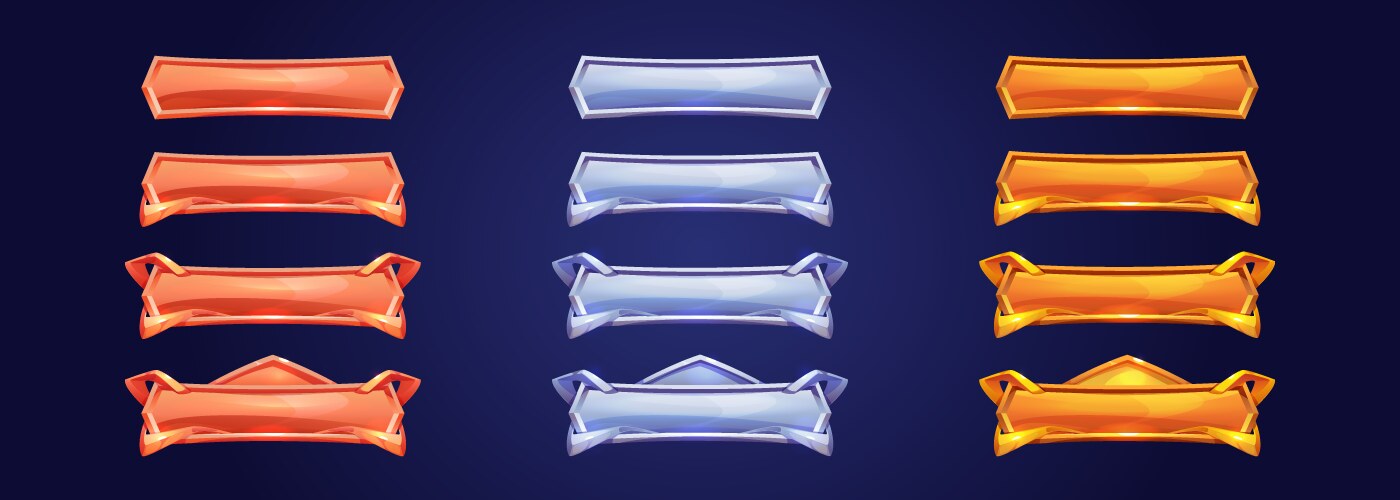 Red medieval ui game menu elements buttons set Vector Image