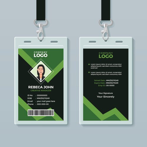 Green graphic id card design template Royalty Free Vector