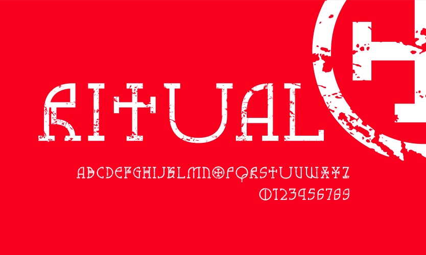 Slab serif font with contour Royalty Free Vector Image