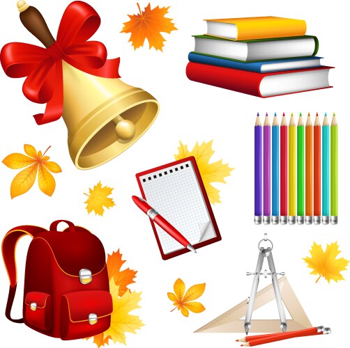 School and education icons symbols objects set Vector Image