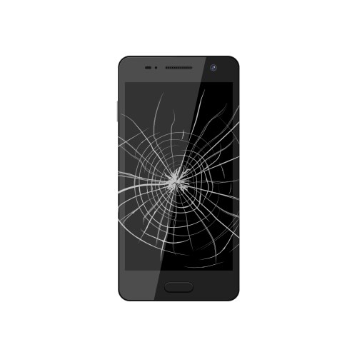 Smart phone with broken screen Royalty Free Vector Image