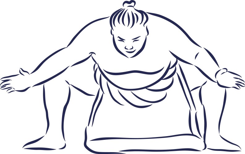 Sumo Wrestler Black and White Drawing Royalty Free Vector