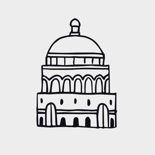 Black and white hand-drawn drawing the facade Vector Image