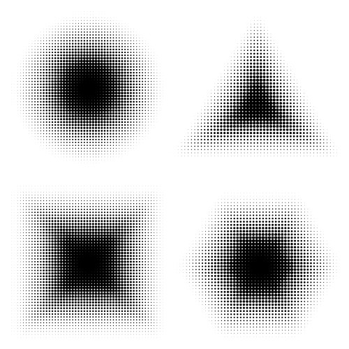 Halftone dotted shapes on white background Vector Image