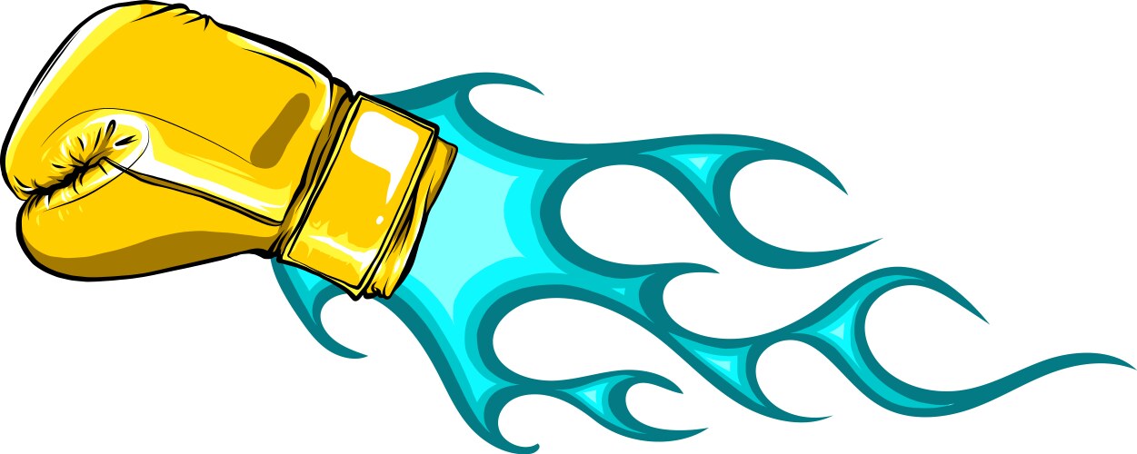 Vintage logo for a boxing with glove and fire Vector Image