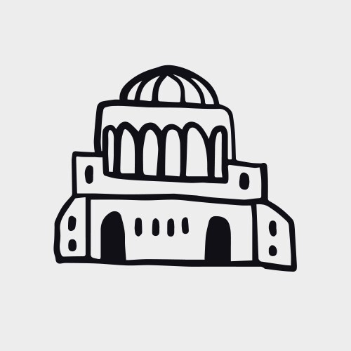 Black and white hand-drawn drawing the facade Vector Image