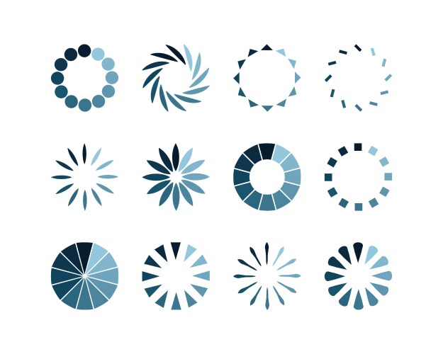 Collection loading bar status icon set of loaded Vector Image