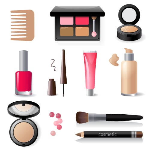 Glamorous make-up icons set Royalty Free Vector Image
