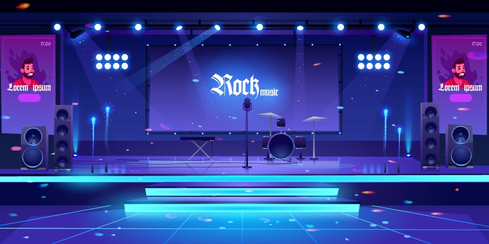 People at stage waiting rock music concert event Vector Image