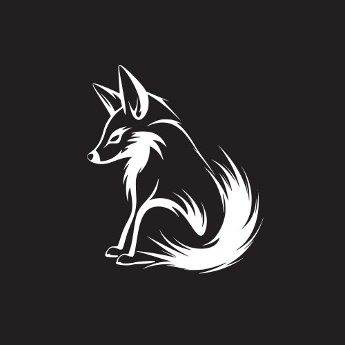 Fox - black and white Royalty Free Vector Image