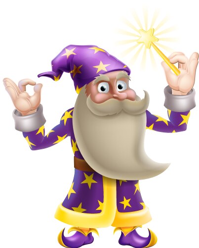 Wizard waving with magic wand collection Vector Image