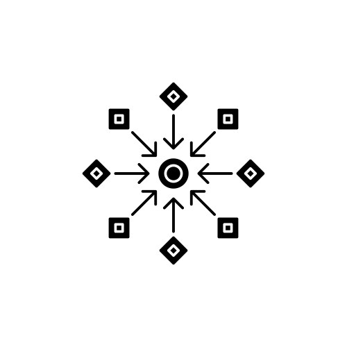 Centralized icon set enterprise data hub symbol Vector Image