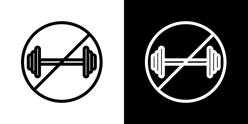 Forbidden barbell sign avoid gym exercise symbol Vector Image