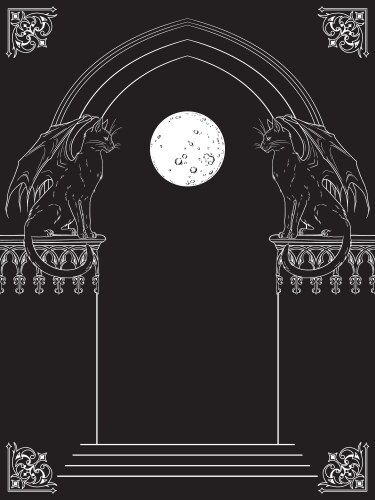 Gothic arch with moon phases hand drawn Royalty Free Vector