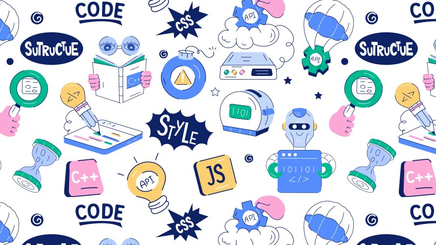 Hand drawn showing concepts of programming Vector Image