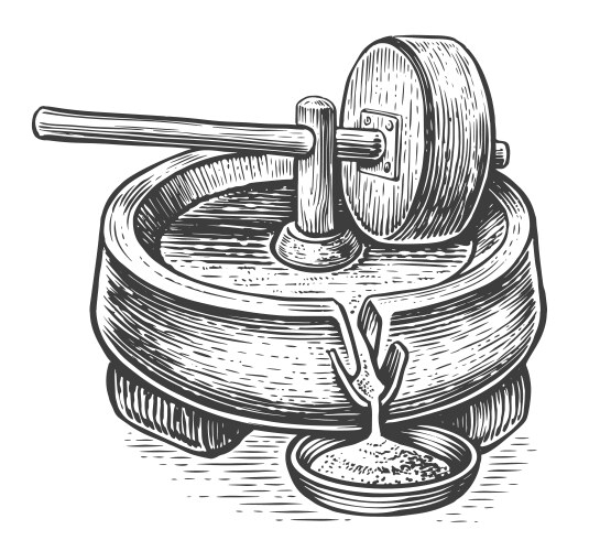 Manual old millstone grain grinding equipment Vector Image