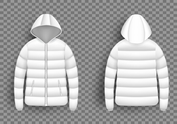 Black puffer jacket mockup set isolated Royalty Free Vector
