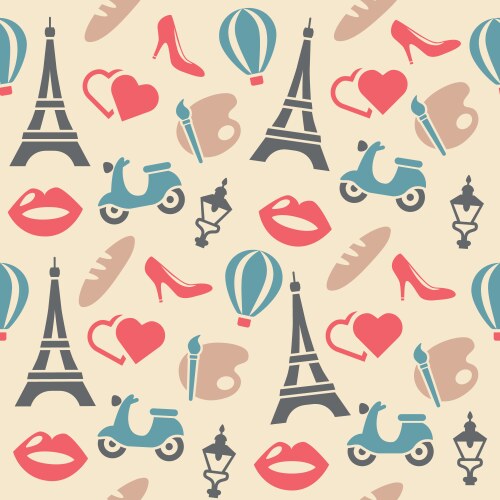 Eiffel tower seamless pattern french Royalty Free Vector
