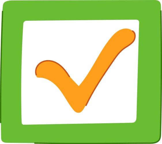 Symbol check mark cartoon Royalty Free Vector Image