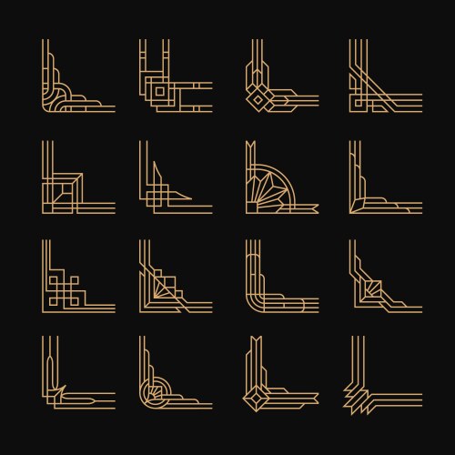 Art deco corner on black ornamental emblem Vector Image