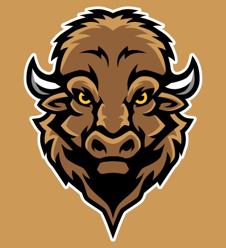 Cartoon of head bison mascot Royalty Free Vector Image