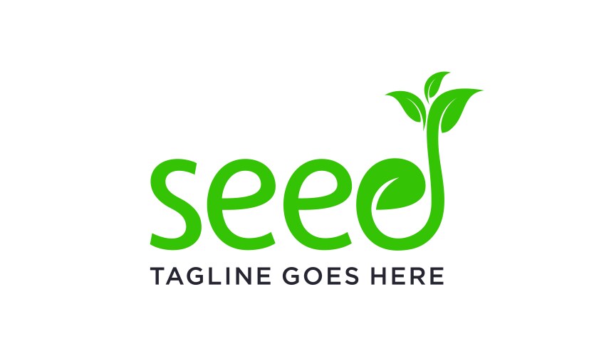 Growing seed logo design Royalty Free Vector Image