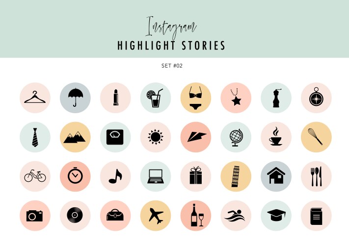 Instagram highlight icons set Royalty Free Vector Image