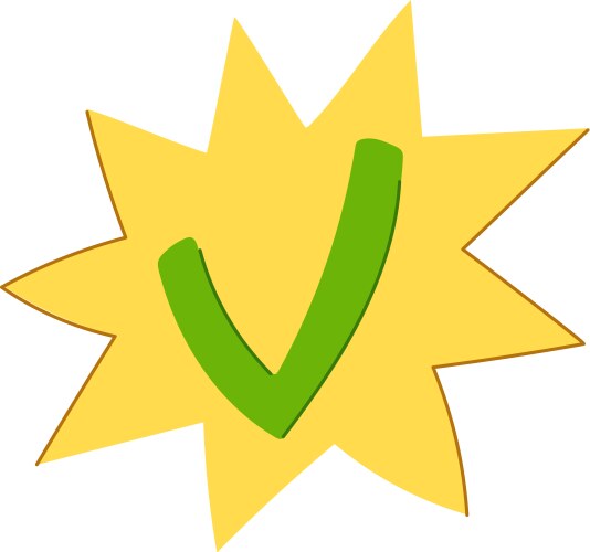 Symbol check mark cartoon Royalty Free Vector Image