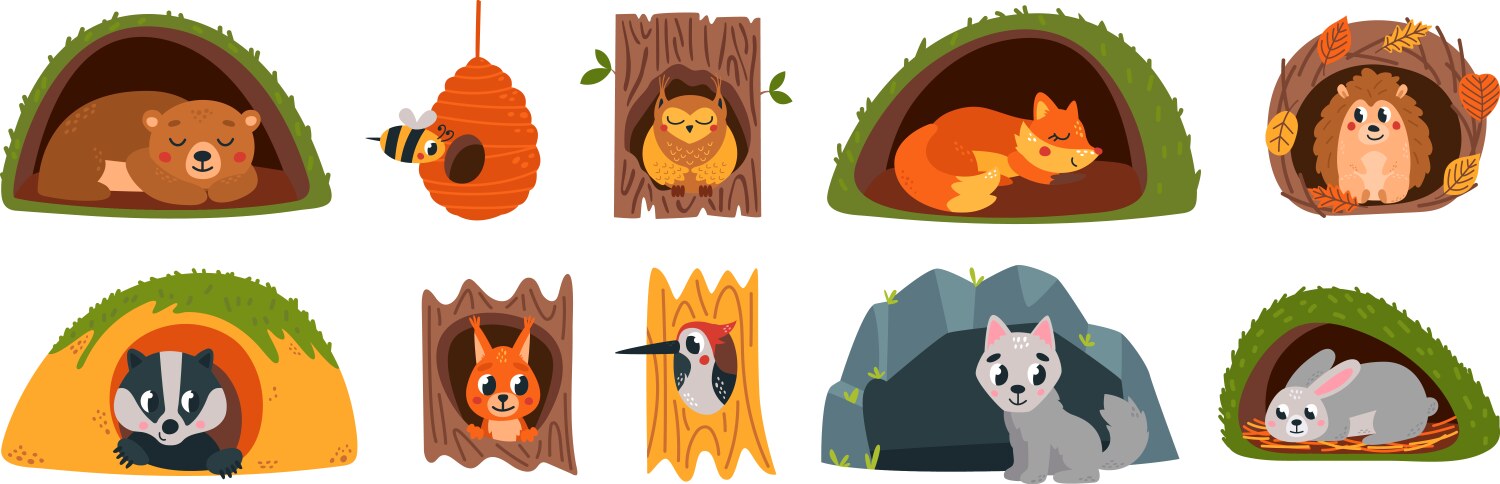 Cartoon wild cute animals wildlife Royalty Free Vector Image