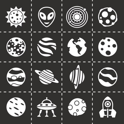 Aliens space set monochrome flyers Royalty Free Vector Image