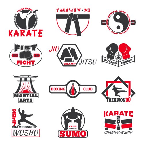 Mma japanese fight club prints Royalty Free Vector Image