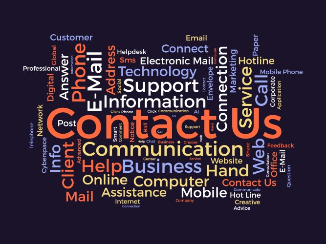 Contact us word cloud template communication Vector Image