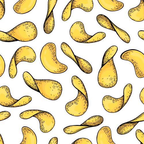 Potato chips seamless pattern hand drawn Vector Image
