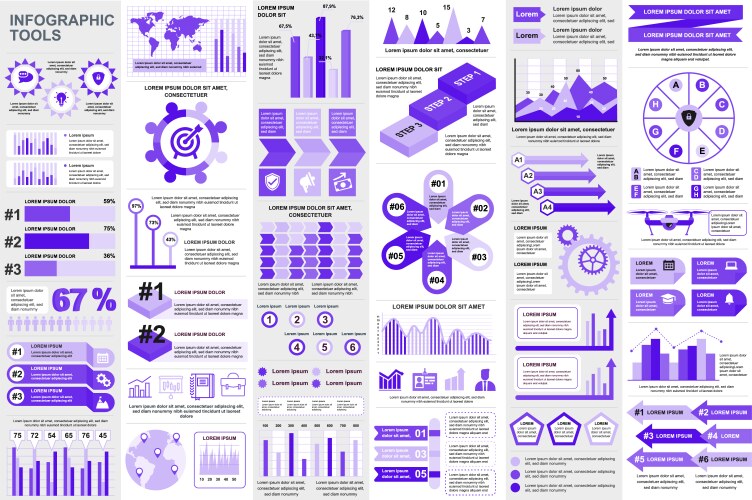 Bundle infographic elements data visualization Vector Image