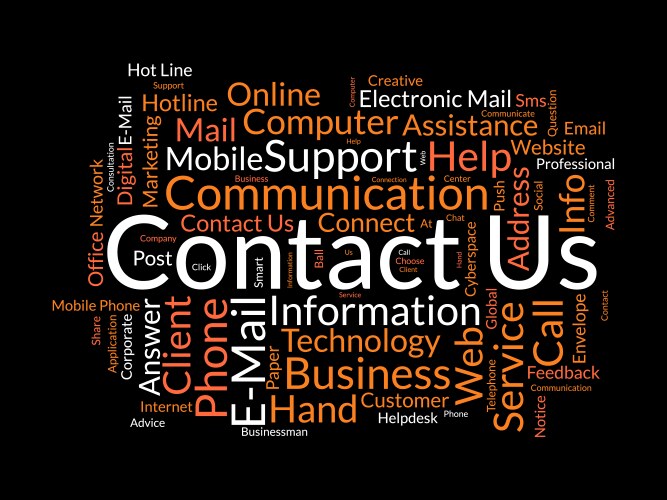 Contact us word cloud template communication Vector Image