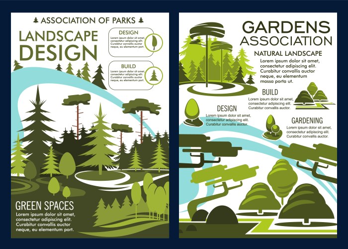 Landscape design infographic with city park map Vector Image