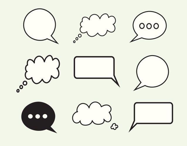 Various cute speech bubble doodle stickers set Vector Image