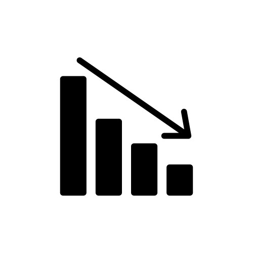 Chart arrow down icon set decline downward Vector Image