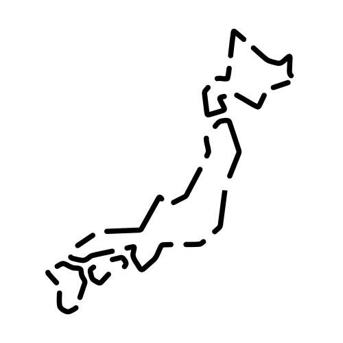 Map japan black thick outline highlighted Vector Image