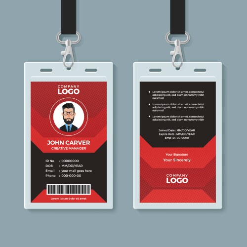 Modern red id card template Royalty Free Vector Image