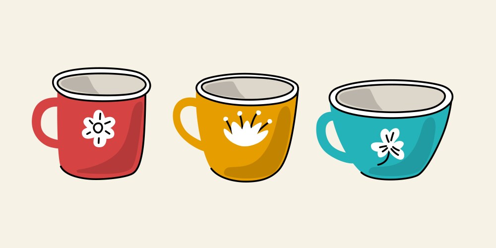 Cups and saucers background Royalty Free Vector Image