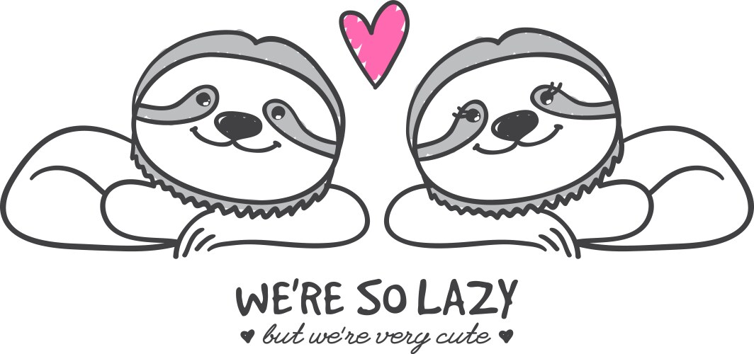Sloth love couple hug sketch Royalty Free Vector Image